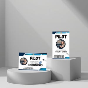 Pilot License – Custom Pilot ID Badge & Airplane Party Prop, Aviation ...