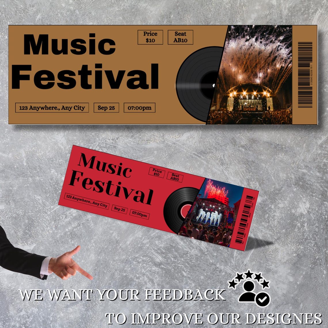 Editable Music Festival Tickets | Printable Concert Event Pass ...