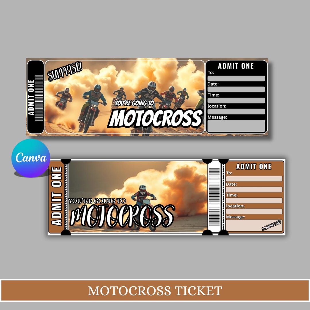 Editable Motocross Racing Ticket: Surprise Event Pass (digital Download ...