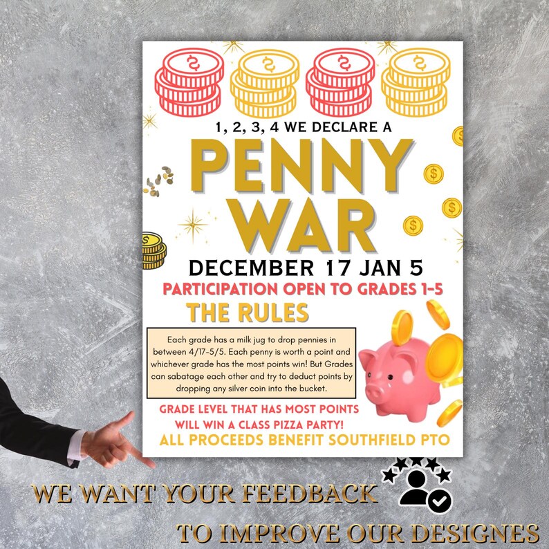 EDITABLE Penny War Flyer, Penny War Flyer, Coin Drive Fundraiser, Penny ...