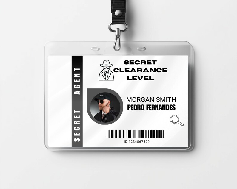 Editable Secret Agent ID, Secret Spy Badge, Spy Name Badge, Spy ...