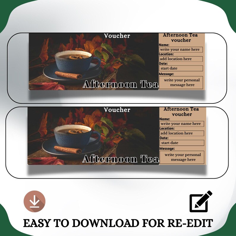 Printable Surprise Gift Tea Party Ticket | Editable Digital Breakfast ...