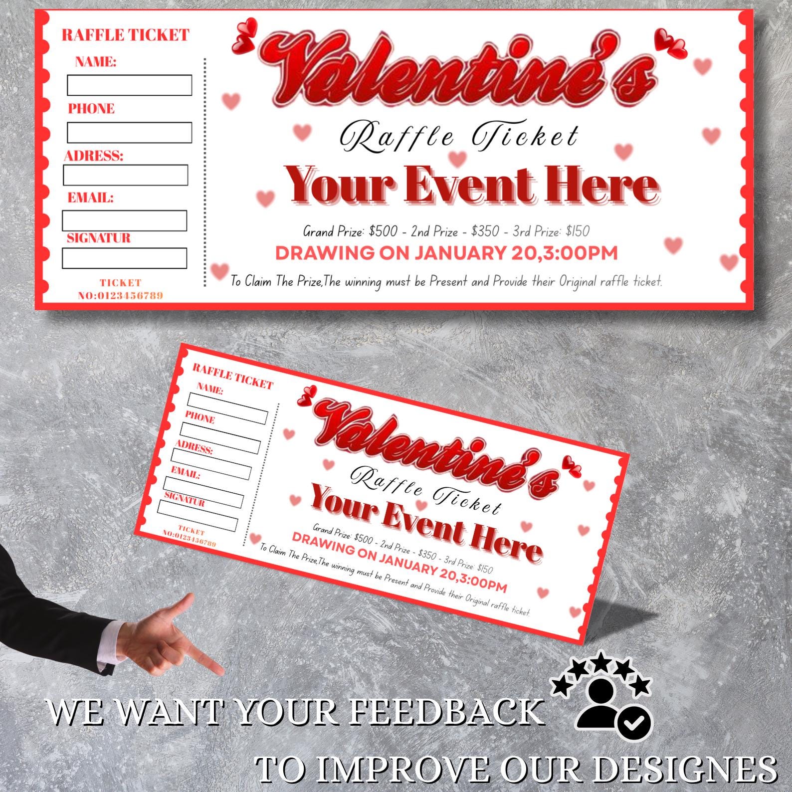 Editable Valentine Raffle Ticket Template, Editable Love Coupon Tickets ...