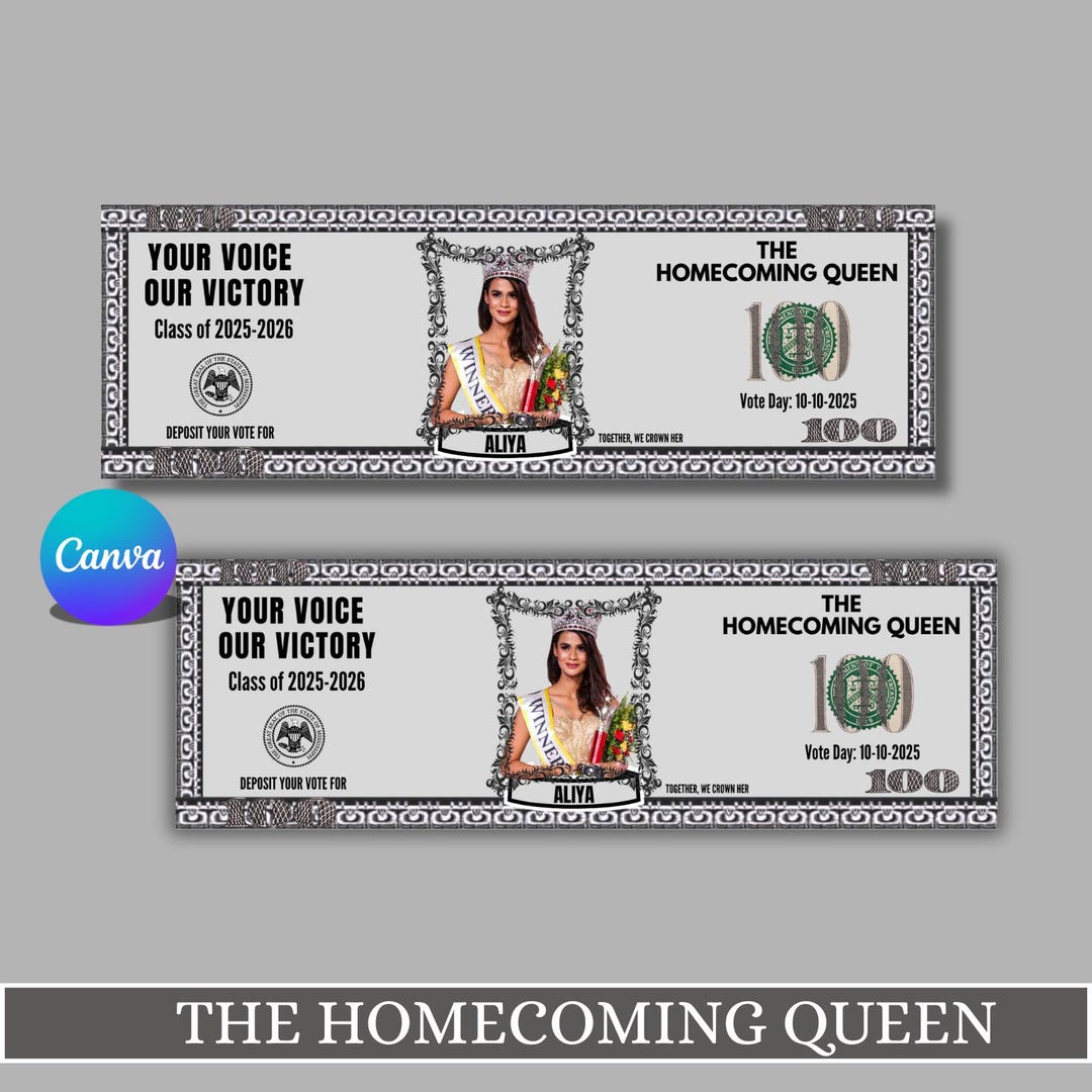 Editable Fun Homecoming Queen Money Ticket | Custom Printable Pink ...