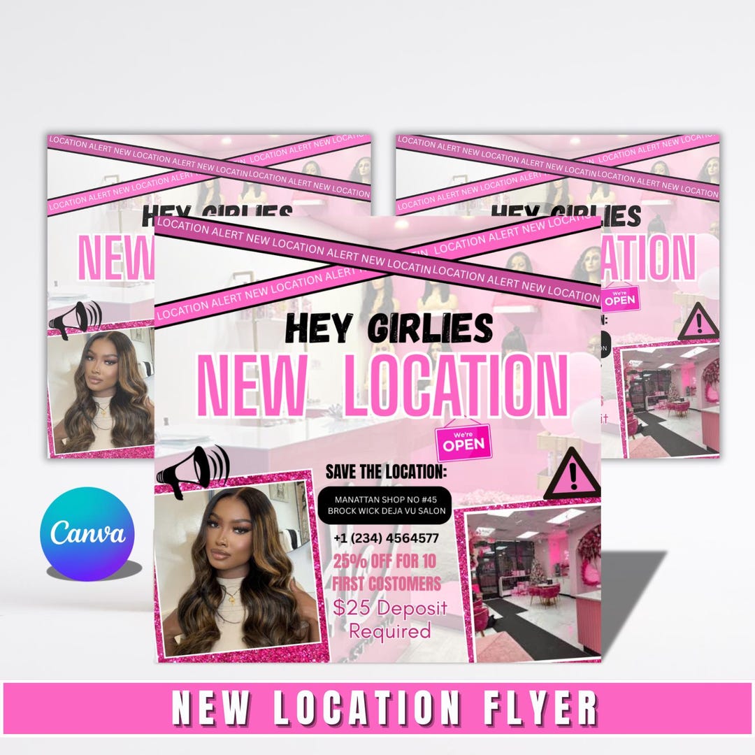 New Location Beauty Flyer, DIY Flyer Template Design, Store Opening ...