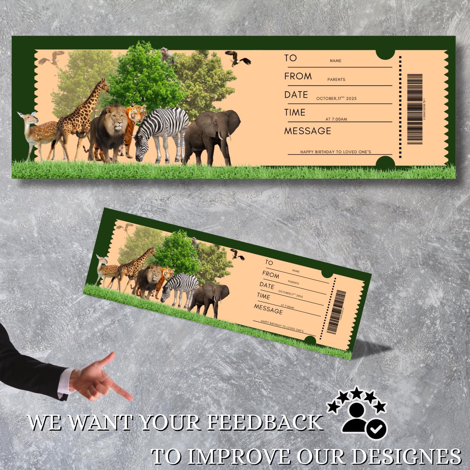 Zoo Ticket | Printable Birthday Invitation & Gift Voucher | Editable ...