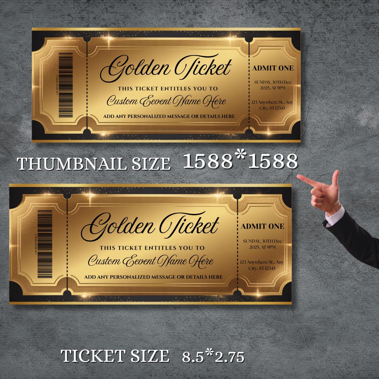 Golden Ticket Template, Printable Golden Ticket Editable Template ...