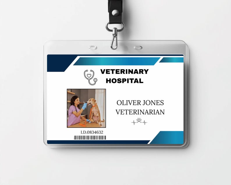 Printable Veterinarian ID Badge | Editable Name Tag Template for ...