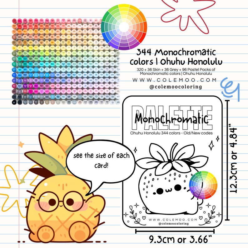 Ohuhu Honolulu 344 Colors (old/new Codes), Swatch Chart, Organizer ...