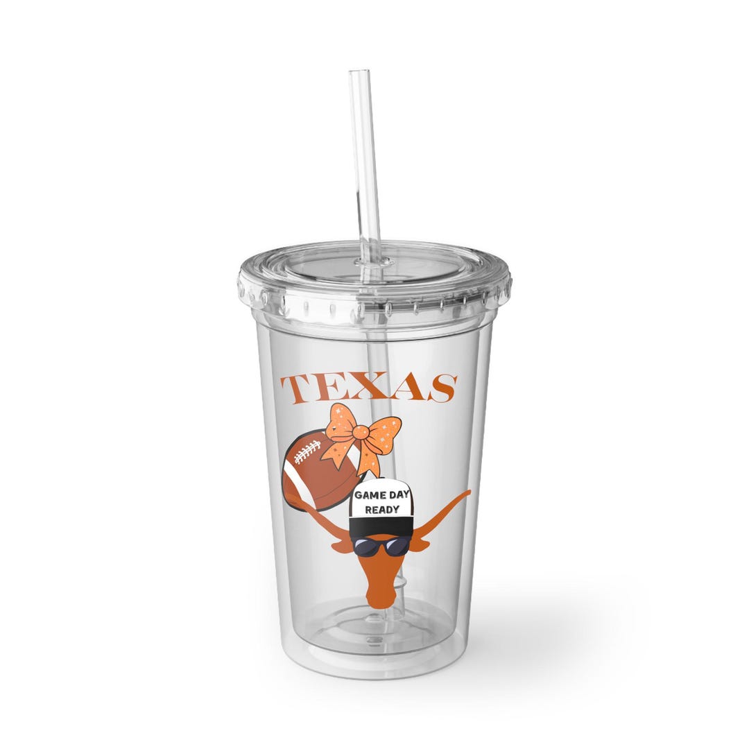 Texas Longhorns Tumbler: Acrylic Game Day Cup With Straw - Etsy