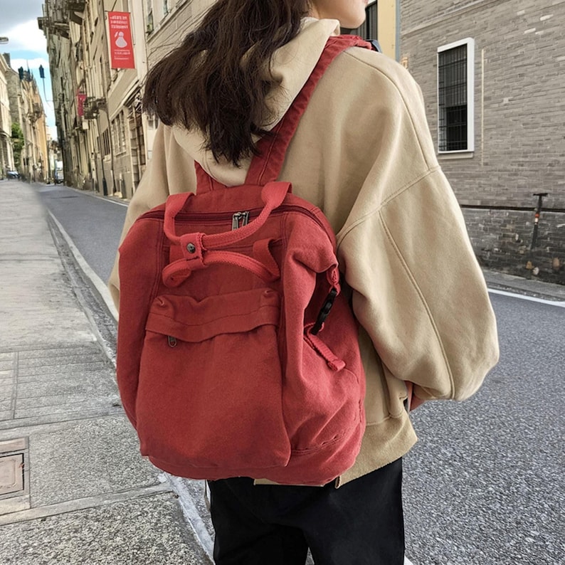 Solid Color Canvas Backpack, Custom Large Student Bag, School Canvas ...