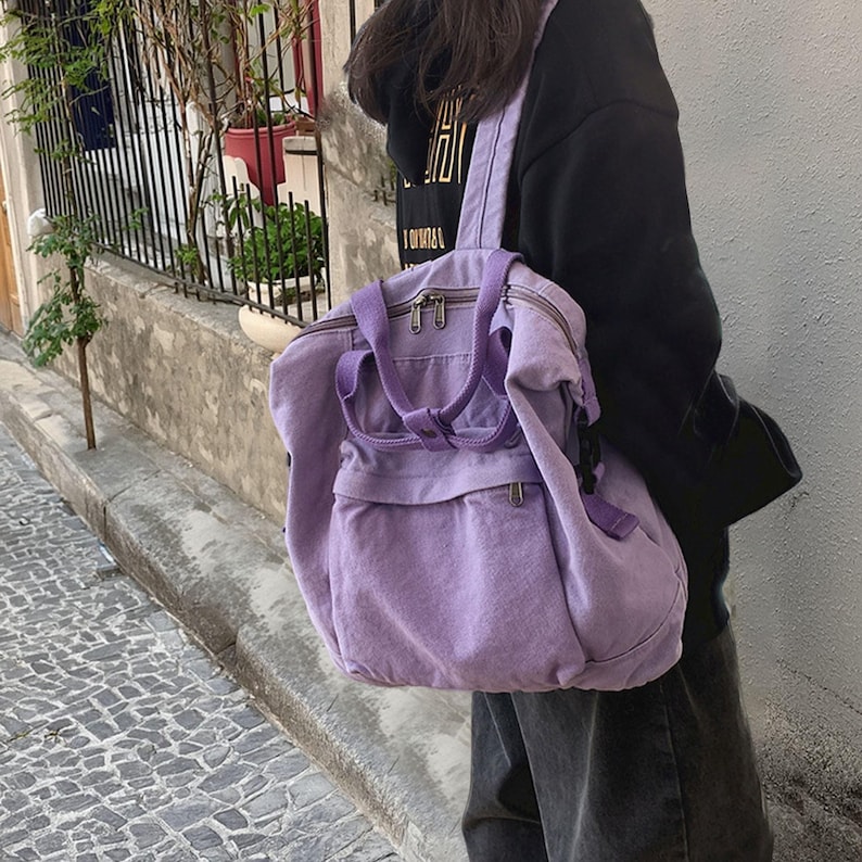 Solid Color Canvas Backpack, Custom Large Student Bag, School Canvas ...