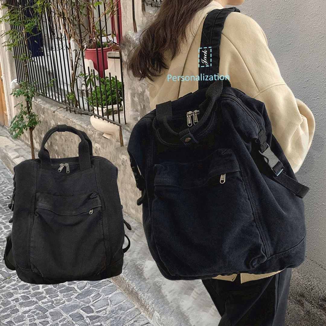 Solid Color Canvas Backpack, Custom Large Student Bag, School Canvas ...