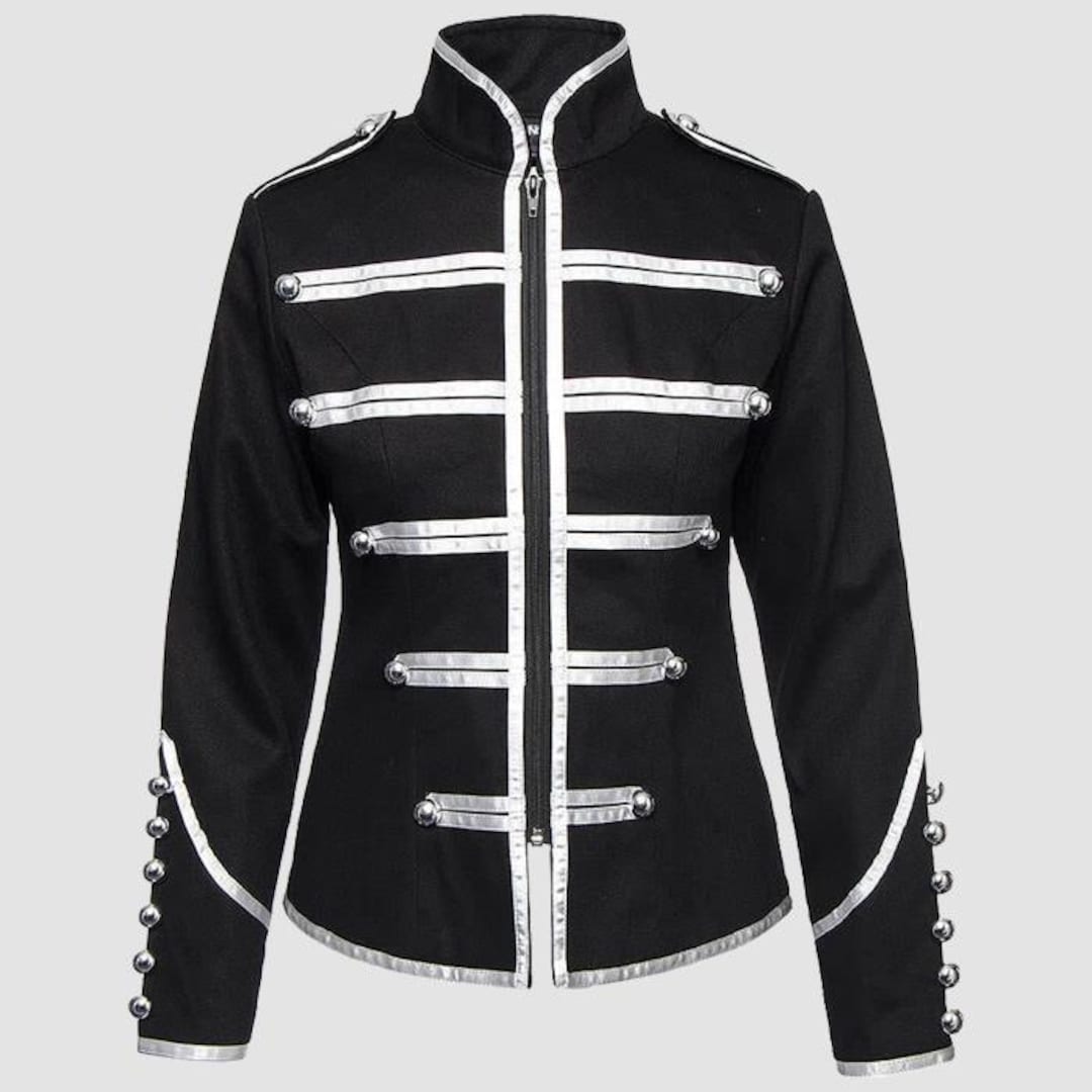 Black Military Parade Jacket Men Women | Gothic Drummer Costume ...