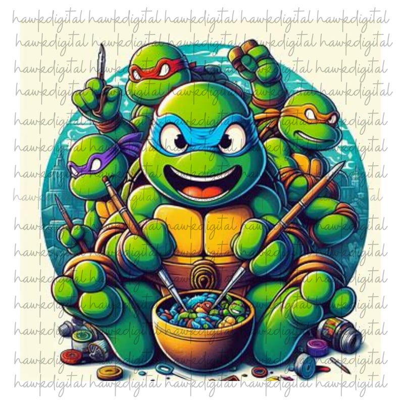 Ninja Turtles PNG: Funny Cartoon Illustration for Cricut, Sublimation ...