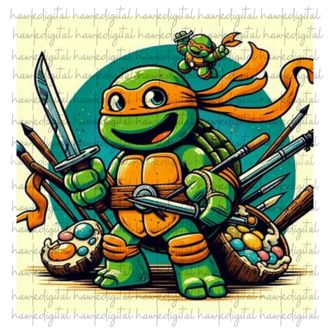 Ninja Turtles PNG: Funny Cartoon Illustration for Cricut, Sublimation ...