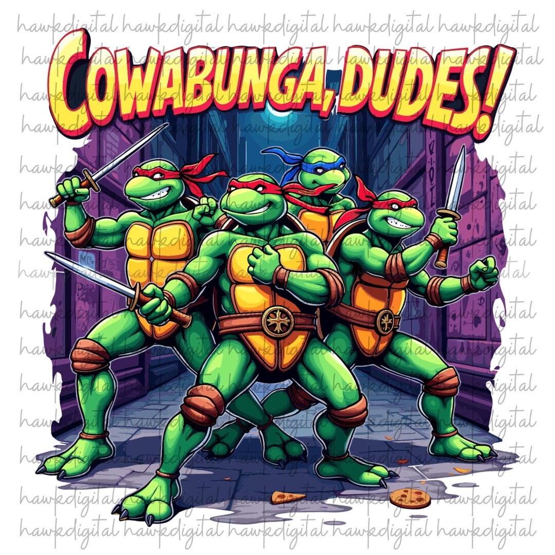 Ninja Turtles PNG: Funny Cartoon Illustration for Cricut, Sublimation ...