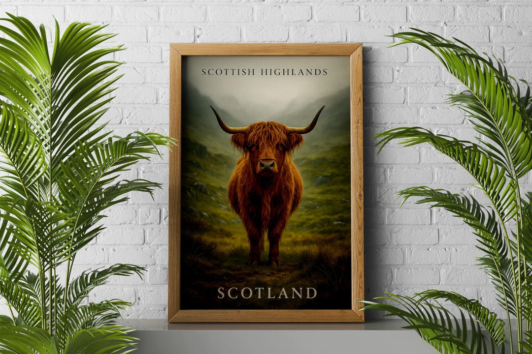 Scottish Highlands Poster – Scotland Wall Art – Highland Cow in the ...