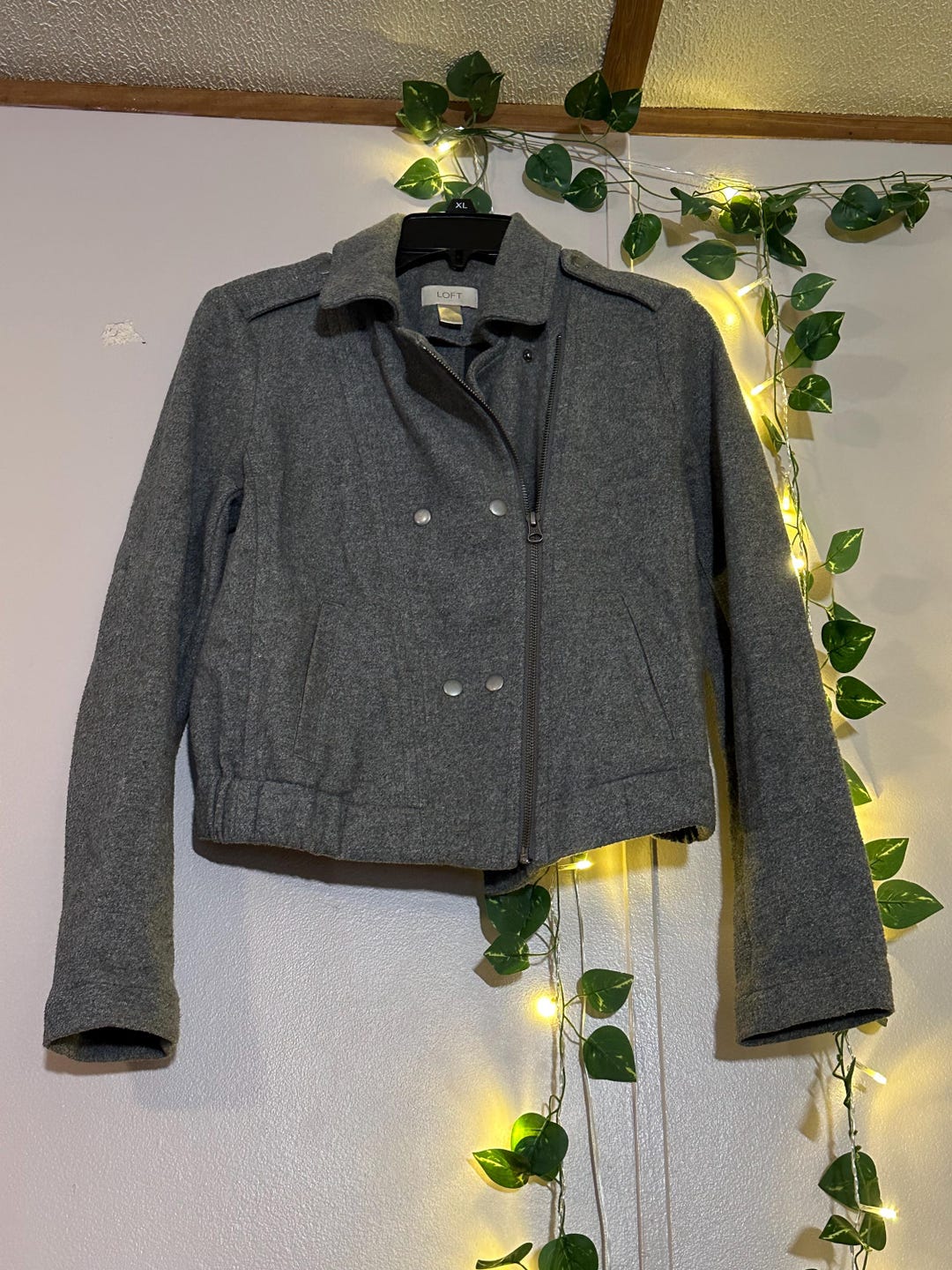 LOFT Grey Moto Jacket - Asymmetrical Zip - Size XS - Etsy