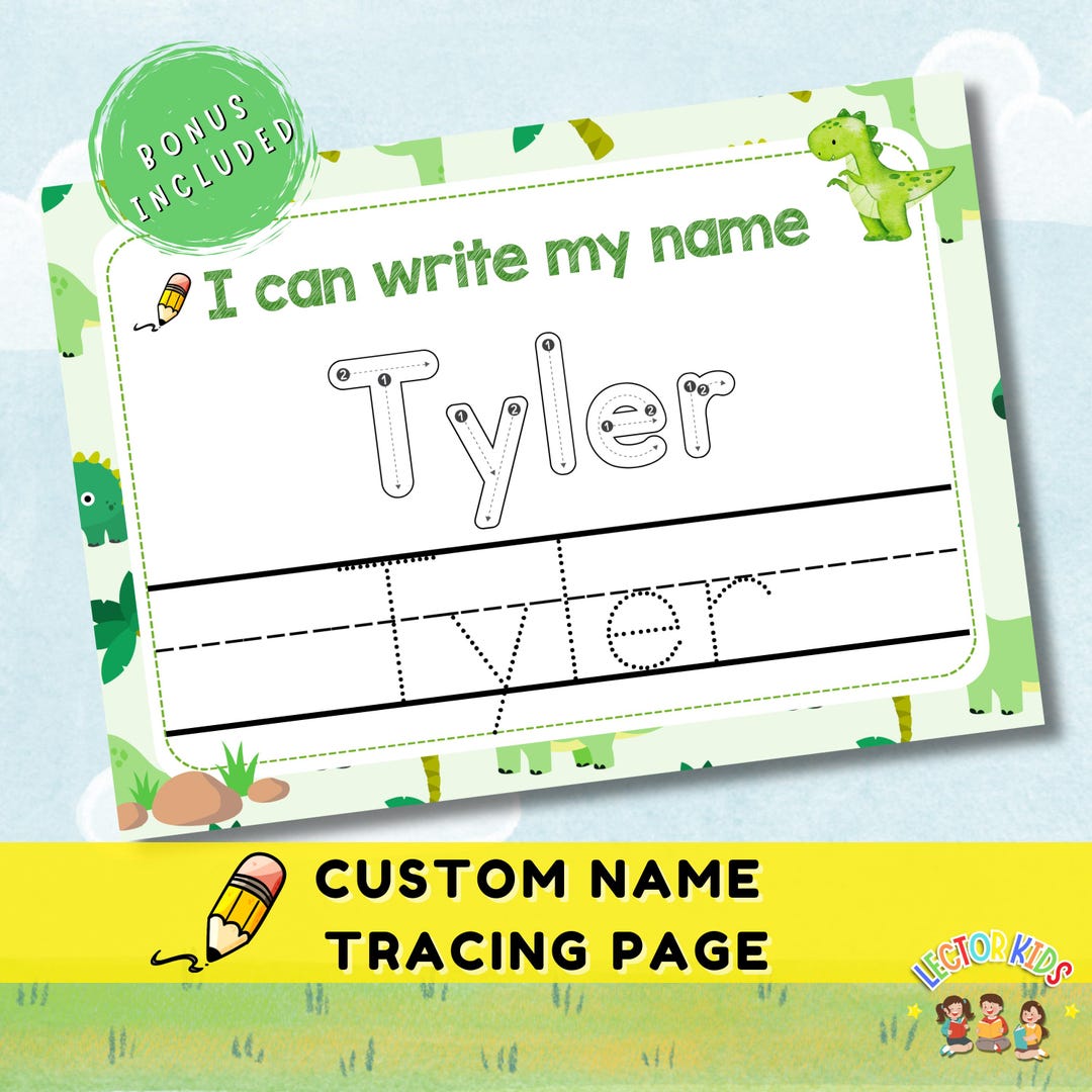 Dinosaur Name Tracing Worksheet: Personalized Handwriting Practice (PDF ...