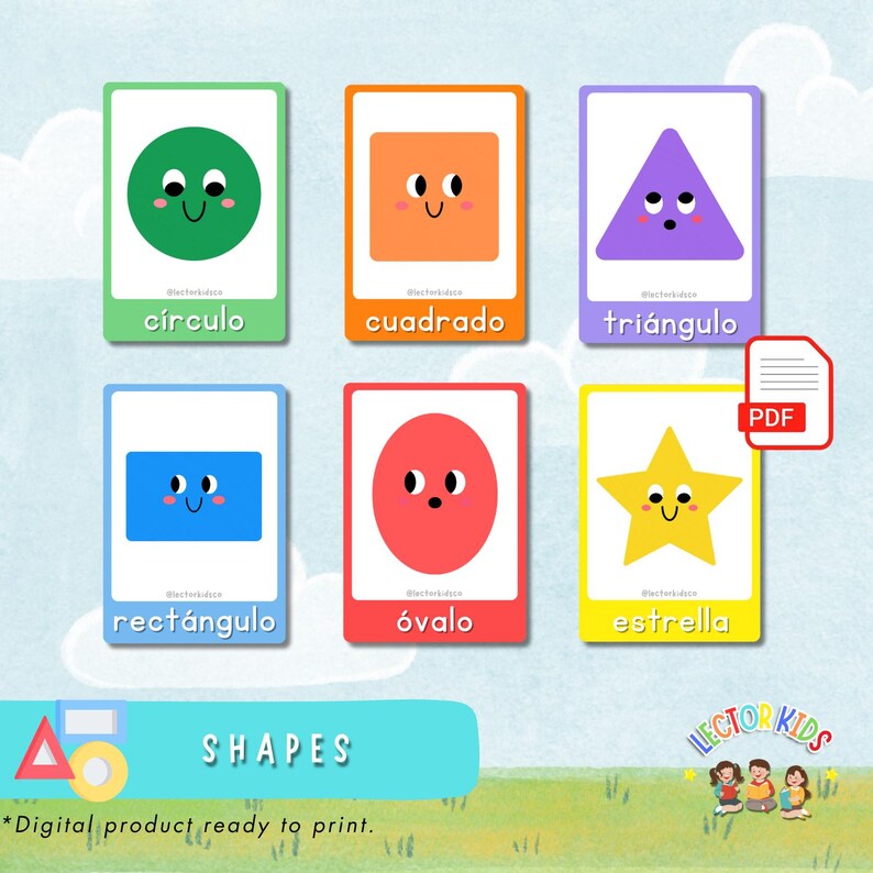 Spanish Colors and Shapes Flashcards: Printable Learning Game (PDF ...