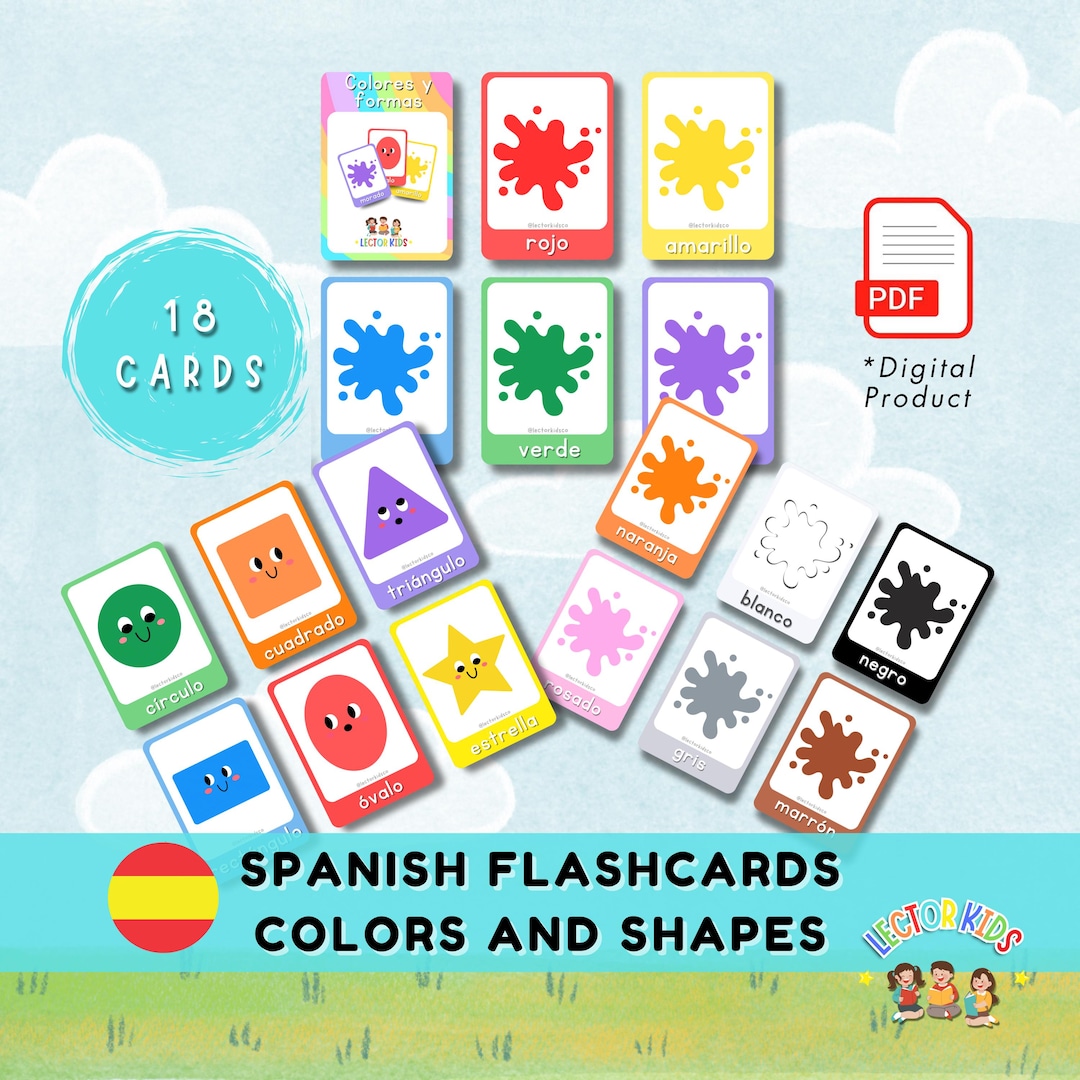 Spanish Colors and Shapes Flashcards: Printable Learning Game (PDF ...