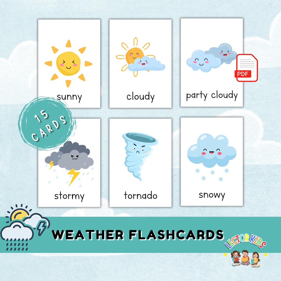 15 Weather Flashcards Printable for Kids Preschool Activities ...