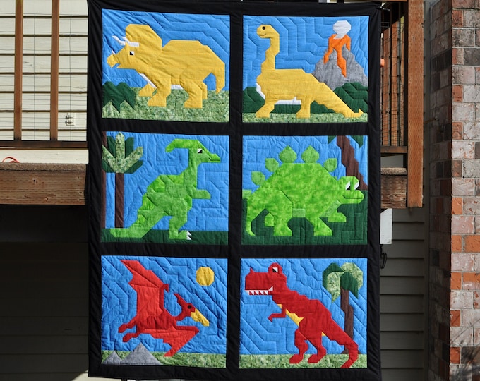 Dinosaurs Twin Size Quilt Pattern From 6 Individual Dinosaurs Each ...