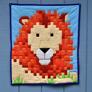 Lion Quilt Pattern in 3 Sizes: 36x42 Baby 24x28 Wall 48x56 | Etsy