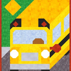 School Bus Quilt Pattern, Multiple Sizes: Wall to Lap, Bus Driver ...