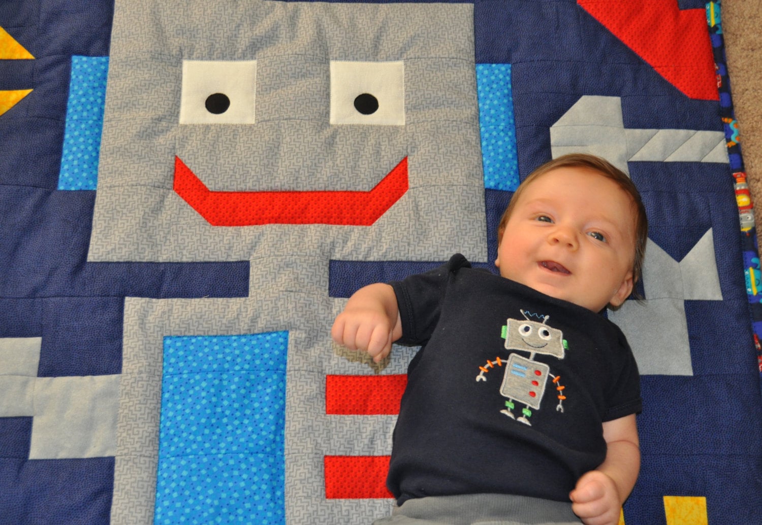 Robot Baby Quilt PATTERN With Multiple Sizes: 36x42 24x38 - Etsy