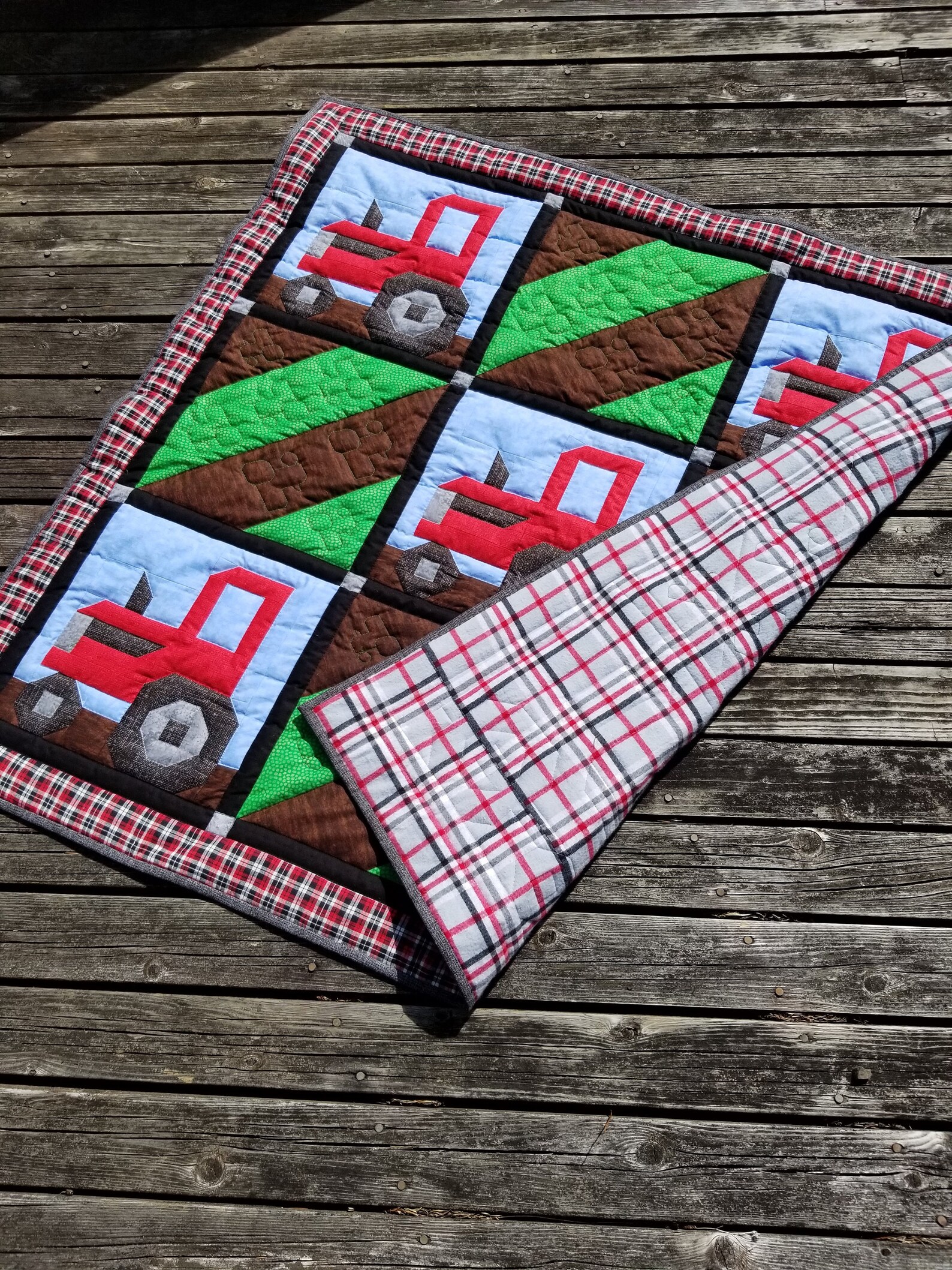 Plowing the Field a Tractor Block Baby Quilt Pattern 45x45 - Etsy Australia