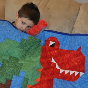 T-rex Quilt Pattern, 3 Sizes: 36x42, 24x28, 48x56, Instant Download ...