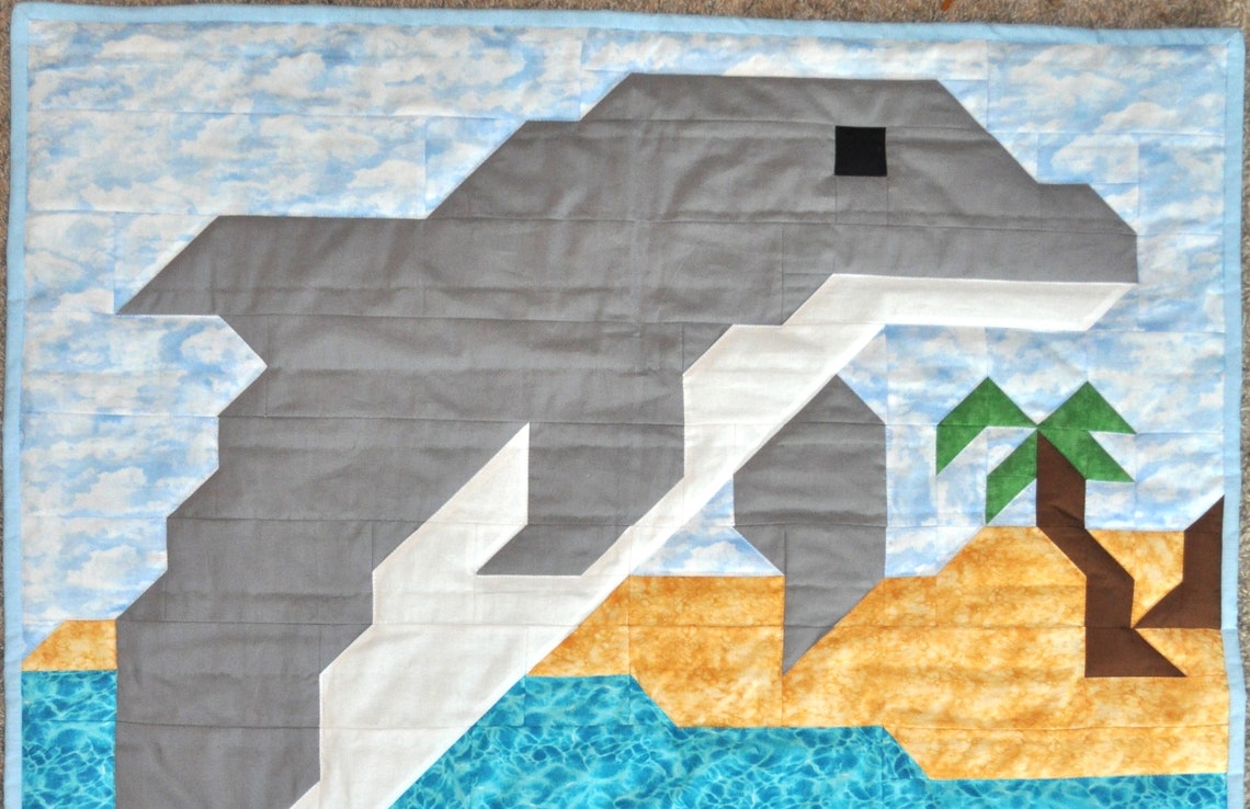 Dolphin Quilt Pattern With 3 Sizes: 24x28 Wall 36x42 Crib - Etsy Sweden