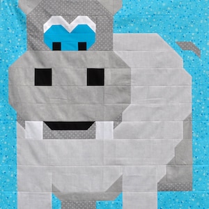 Hippo Baby Quilt Pattern in Multiple Sizes 36x42 Plus 24x28 and 48x56 ...