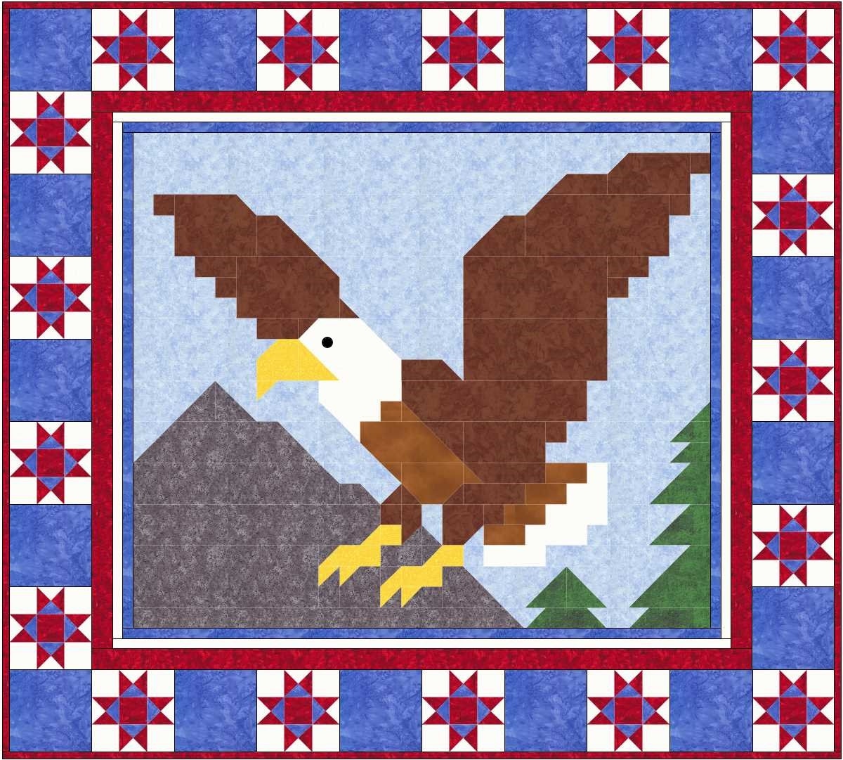 Eagle Quilt Pattern Finished Size 66x60 6 Inch Ohio Star | Etsy
