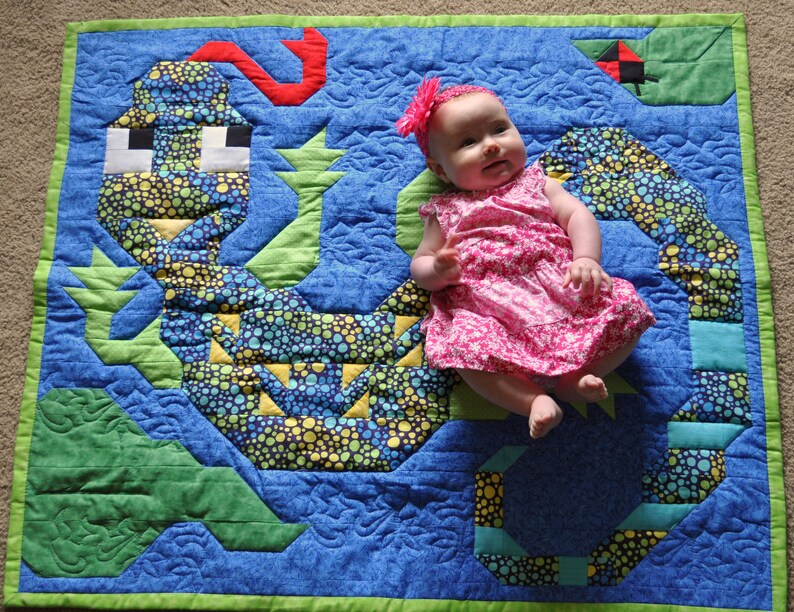 Gecko Quilt Pattern: Lizard Baby Quilt (digital Download) - Etsy