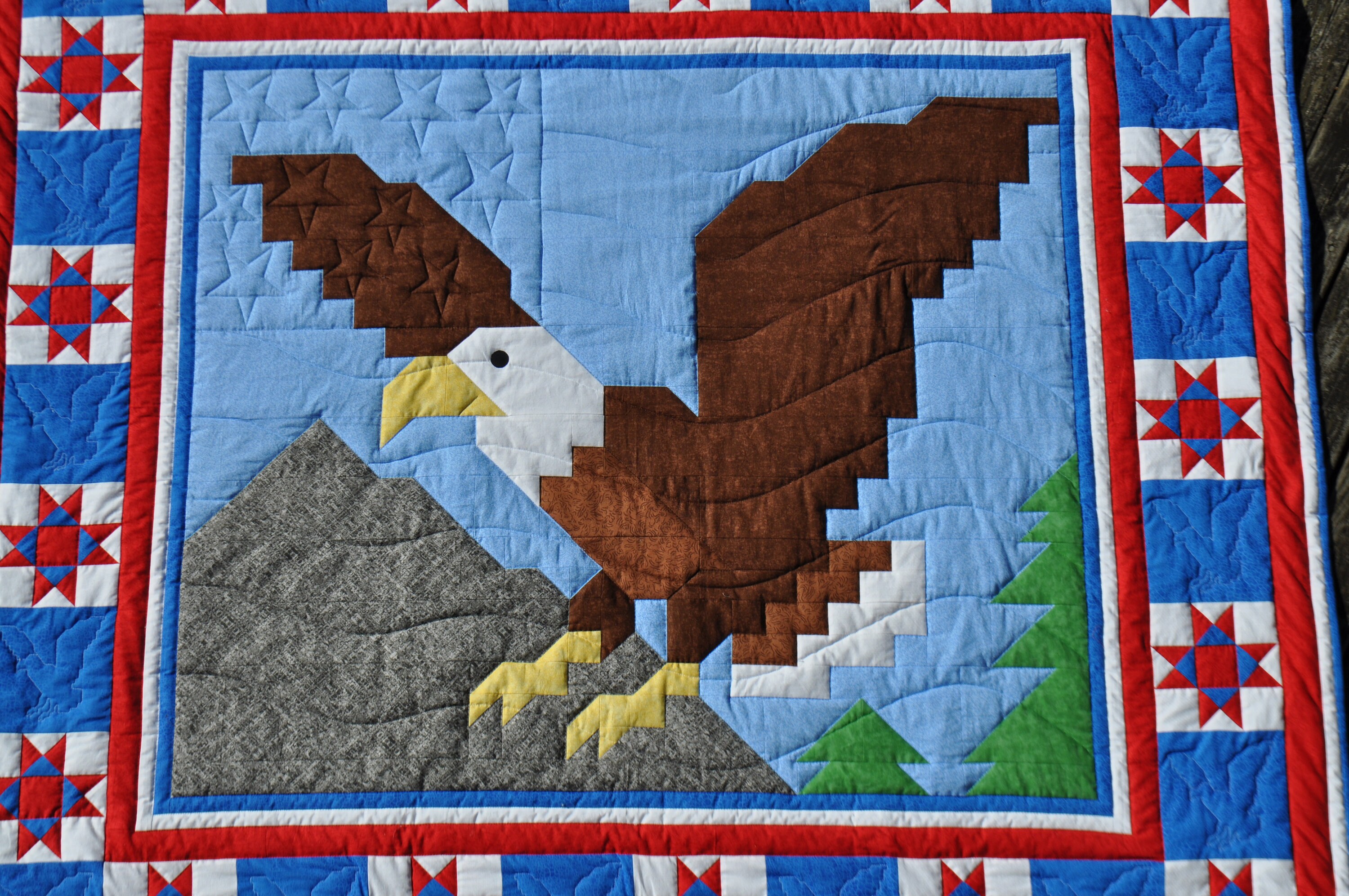 Eagle Quilt Pattern Finished Size 66x60 6 Inch Ohio Star | Etsy