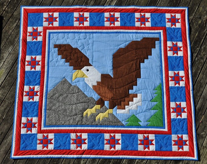 Eagle Quilt Pattern Finished Size 66x60, 6 Inch Ohio Star Border ...