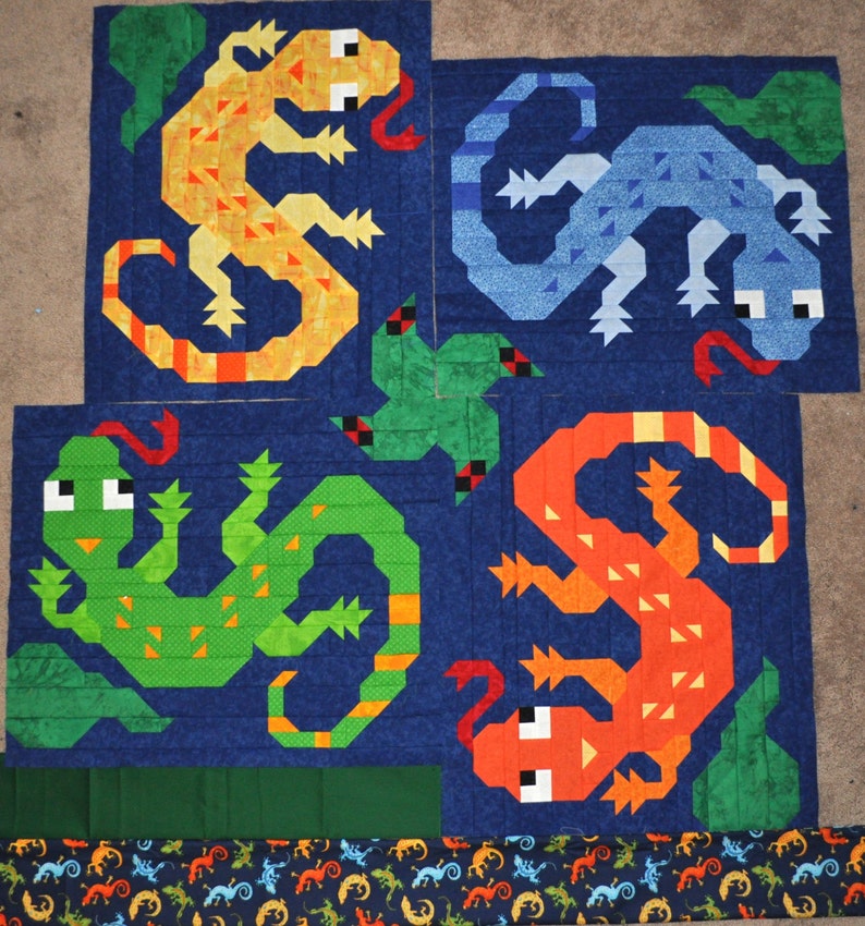 Gecko Quilt Pattern: Lizard Baby Quilt (digital Download) - Etsy