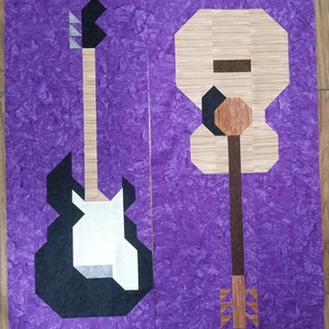 Guitar Quilt Pattern: 3 Sizes, Music Lover Gift (PDF Pattern) - Etsy