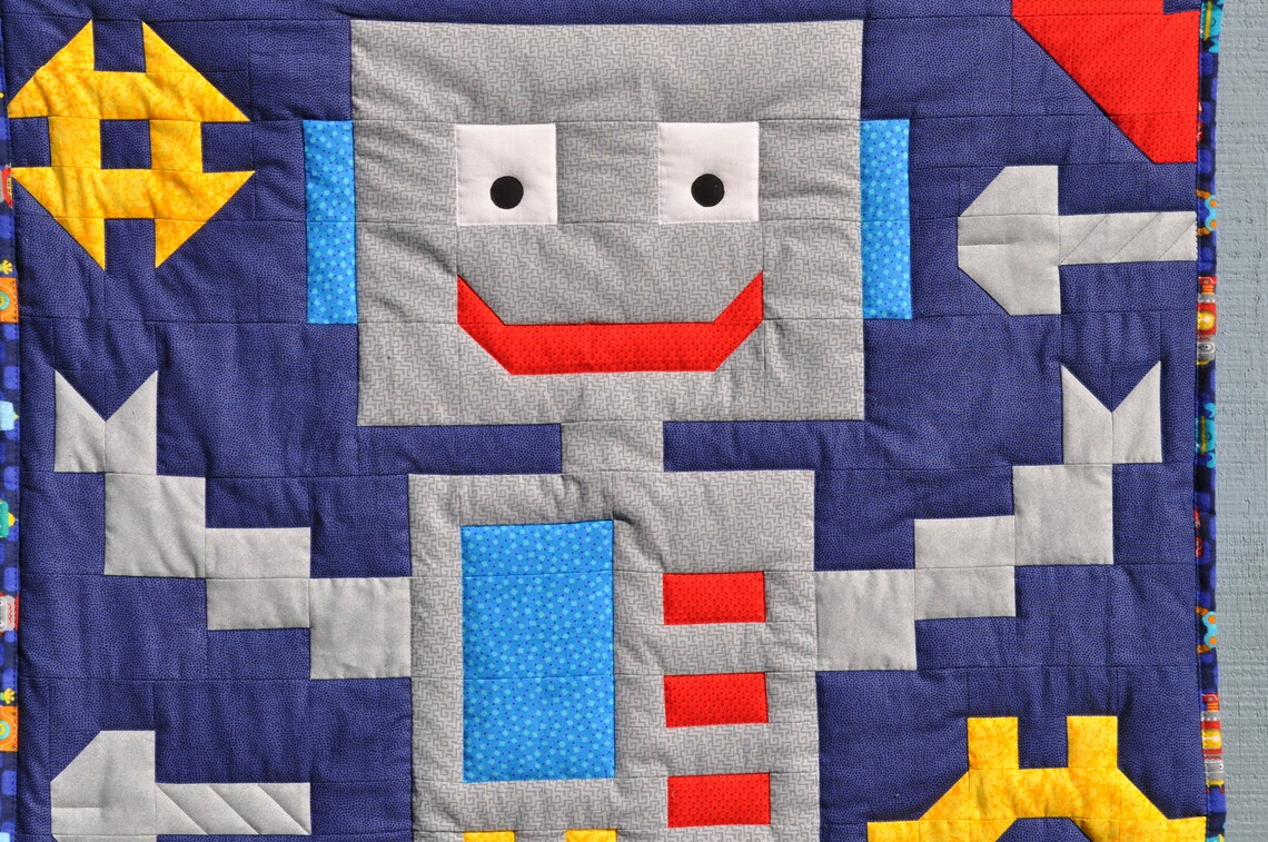 Robot Baby Quilt PATTERN With Multiple Sizes: 36x42 24x38 | Etsy
