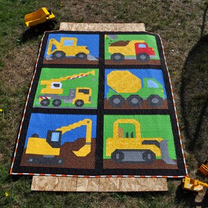 Construction Vehicles Quilt Pattern: Twin Size, 6 Trucks (PDF) - Etsy