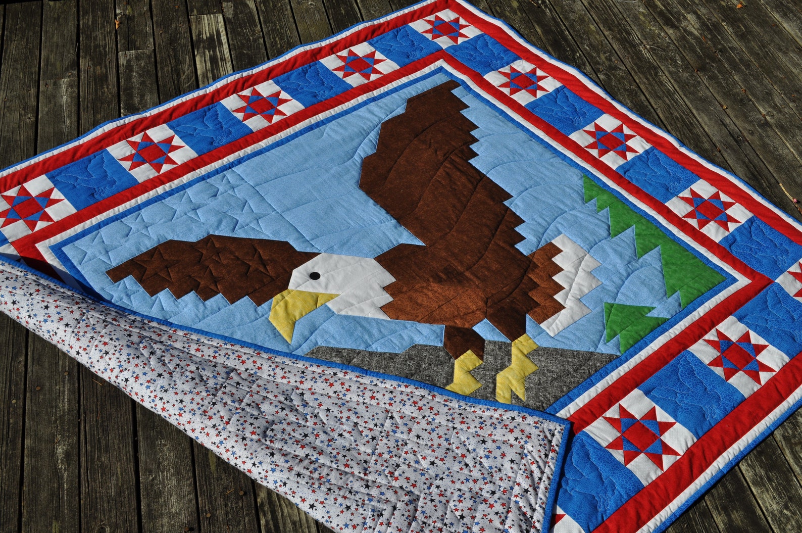 Eagle Quilt Pattern Finished Size 66x60 6 Inch Ohio Star | Etsy