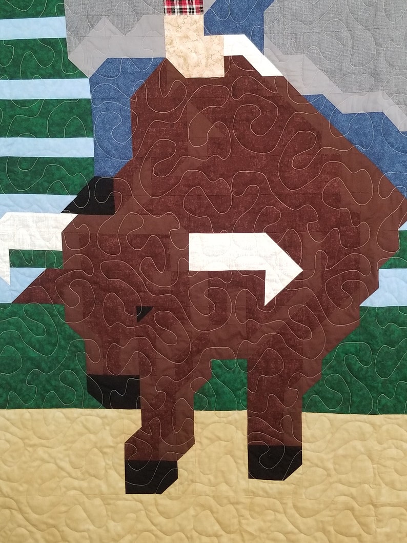 Bucking Bull Twin Quilt Pattern: Rodeo Cowboy Design (PDF) - Etsy