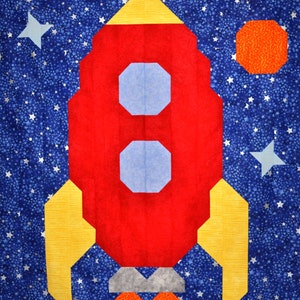 Rocket Baby Quilt Pattern, 3 Sizes: 36x42, 24x28, 48x56, Little Boy ...