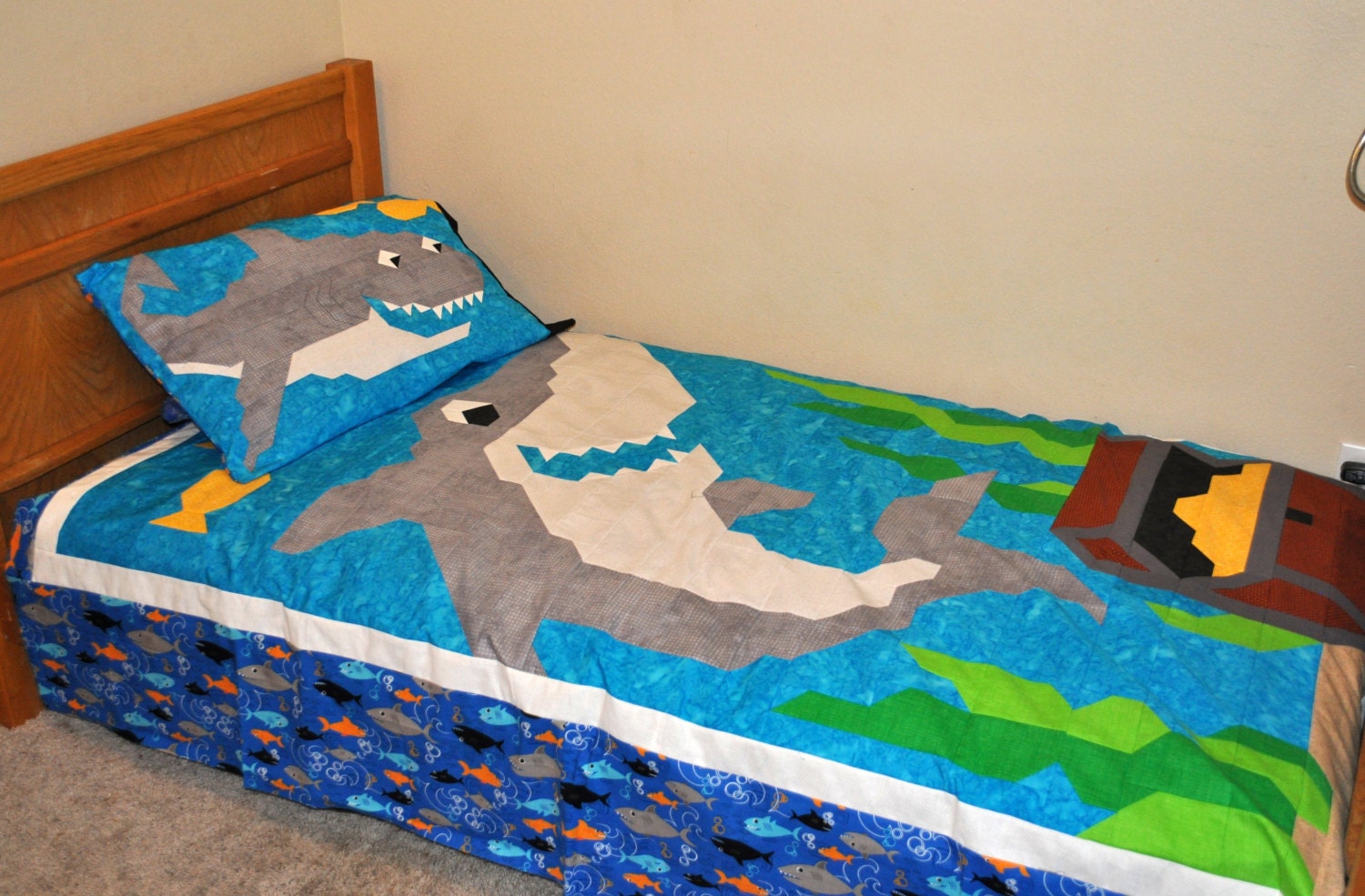Shark Quilt Pattern for Twin Bed Instant Download PDF | Etsy UK