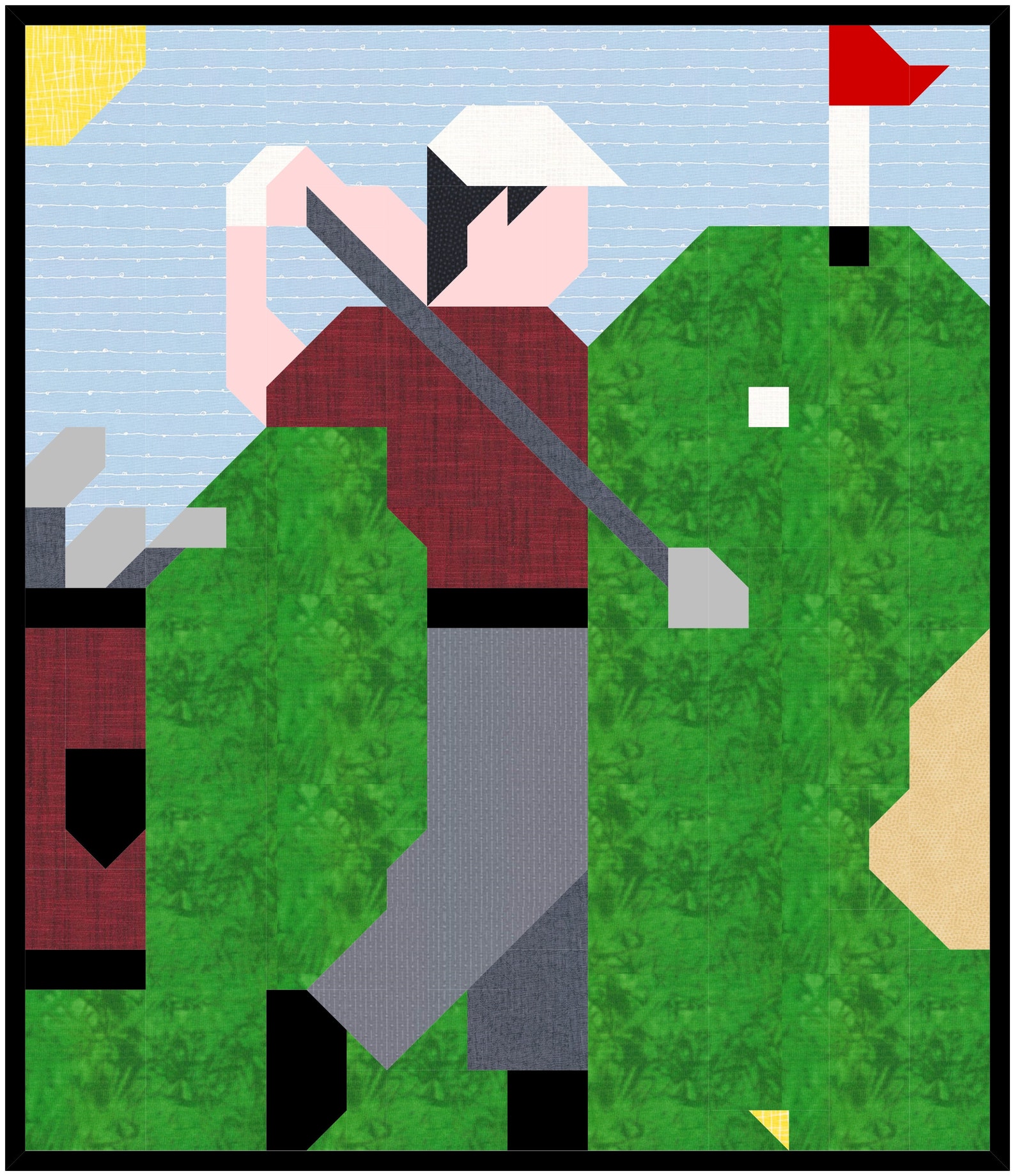 Golfer Quilt Pattern With 3 Sizes, Instant Download PDF, Golfing Quilt ...