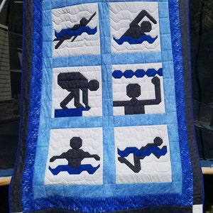 Swimming Twin Size Quilt Pattern 64x86 PDF, Teen Swimmer Quilt, 4 Swim ...