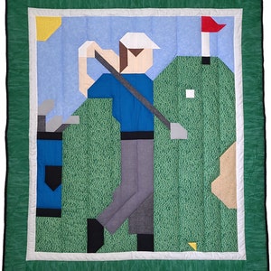 Golfer Quilt Pattern With 3 Sizes, Instant Download PDF, Golfing Quilt ...
